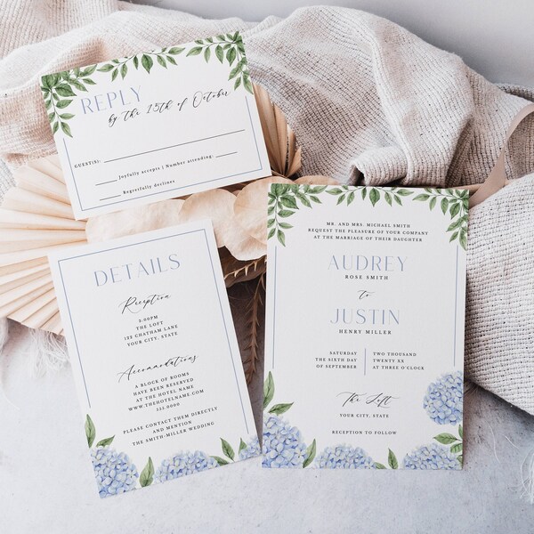 Hydrangea Wedding Invitation - Etsy