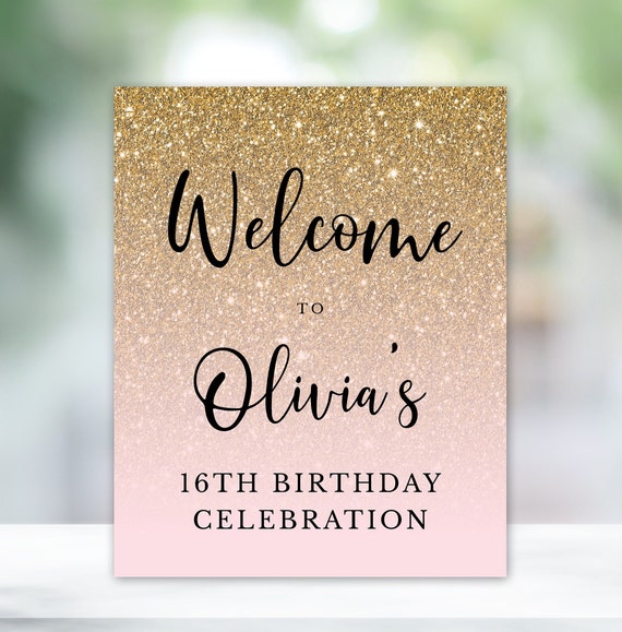 Gold Glitter Fade Welcome Sign, Any Event, Editable Template, 3 sizes-S ...