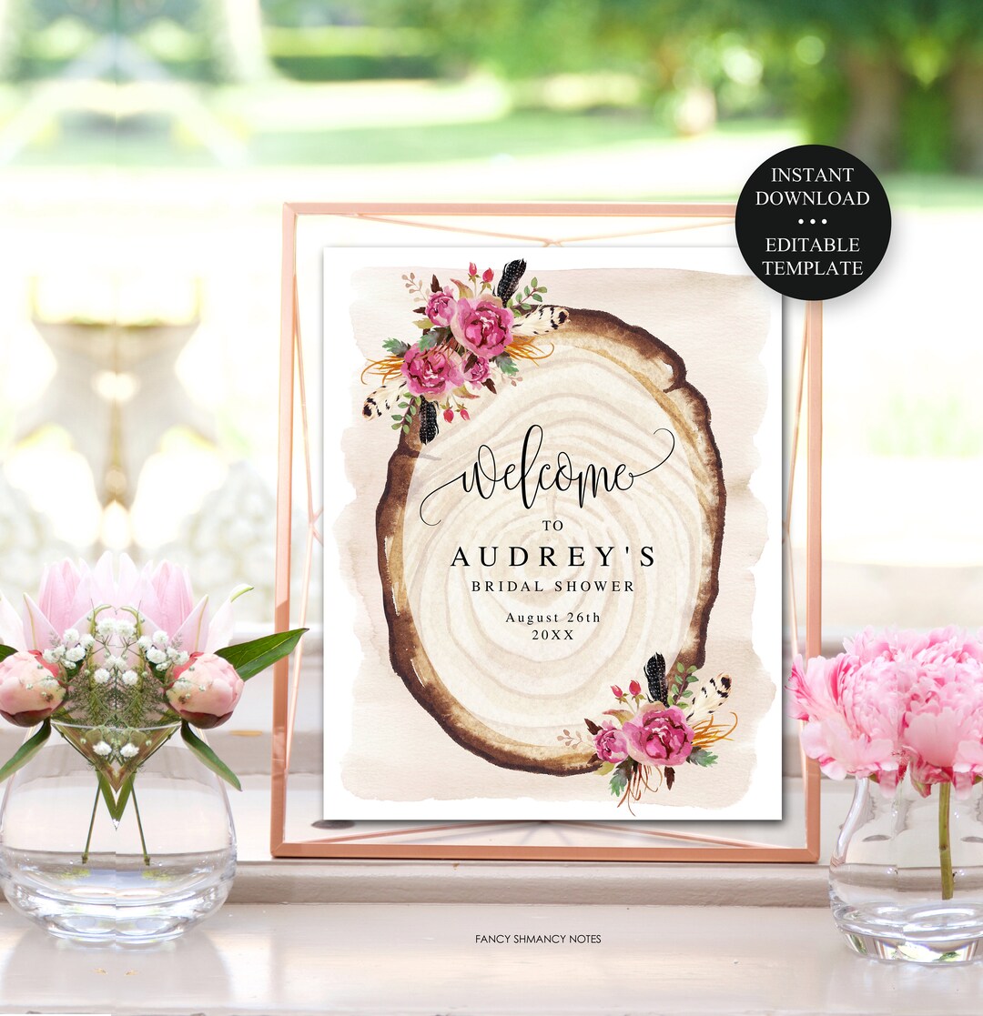 Editable Wood Slice Welcome Sign Baby Bridal Shower - Etsy