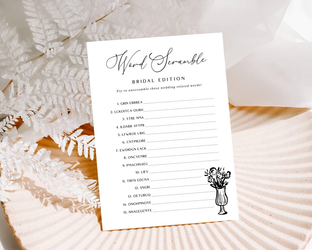 Whimsical Bridal Shower Word Scramble Game | Hand Drawn Doodles | Edit ...