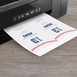 Baseball Birthday Party Editable Menu Card Teen Tween Kids Boy ANY Age ...