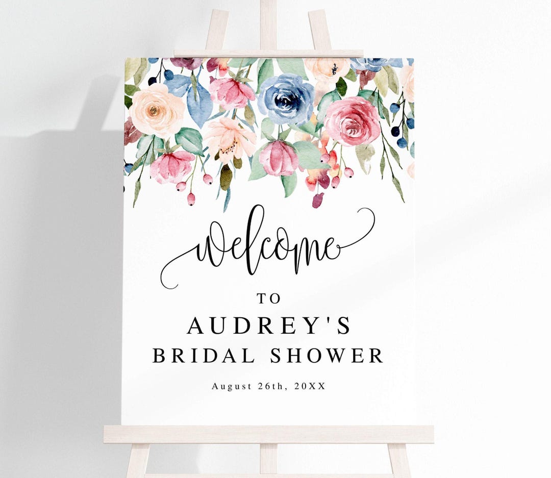 Editable Floral Welcome Sign Watercolor Mixed Flower Border for Any ...