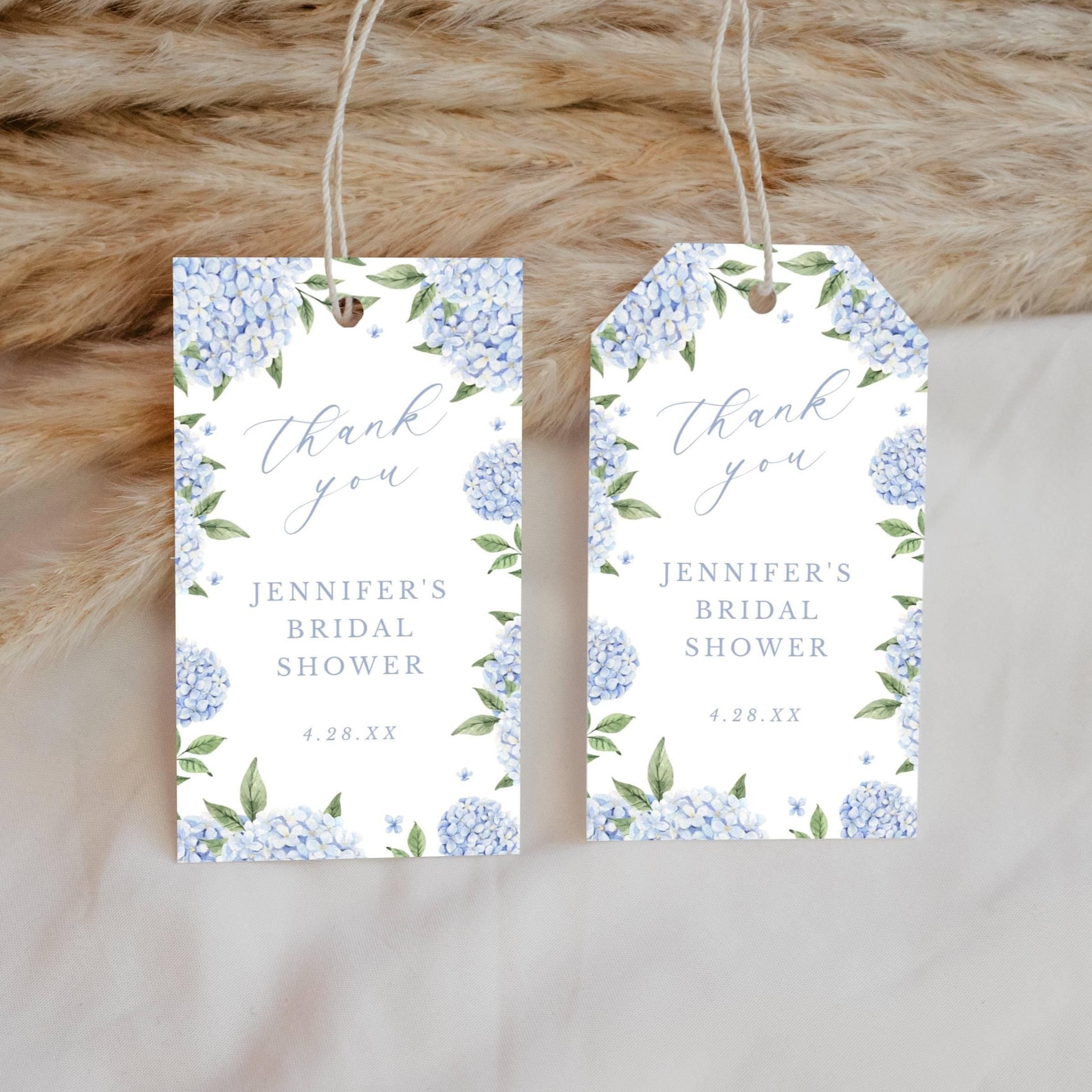 Blue Hydrangea Editable Favor Tags, Blue Flower Frame | Edit Online for ...