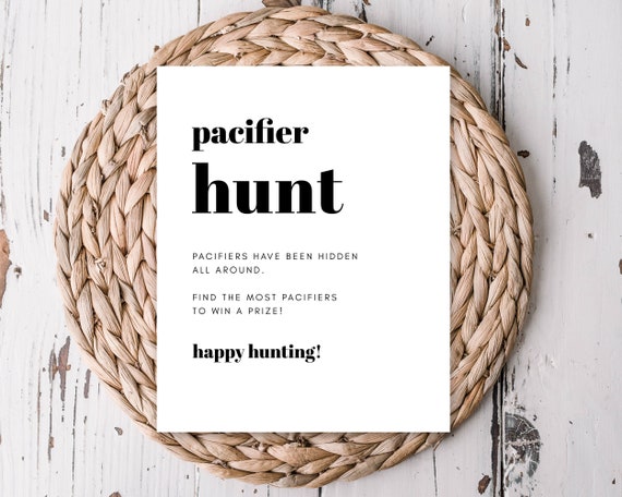 Instant Download Pacifier Hunt Baby Shower Game, Minimalist Chunky ...