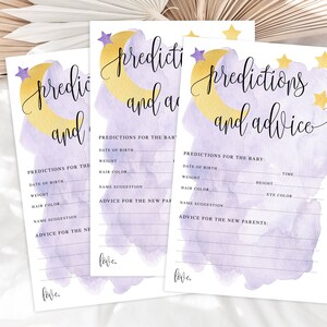 Printable Over the Moon Purple, Yellow Moon Stars, Predictions and ...