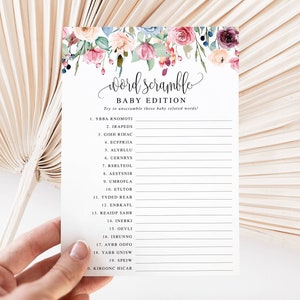 Word Scramble BABY Edition, Printable Baby Shower Games, Watercolor ...