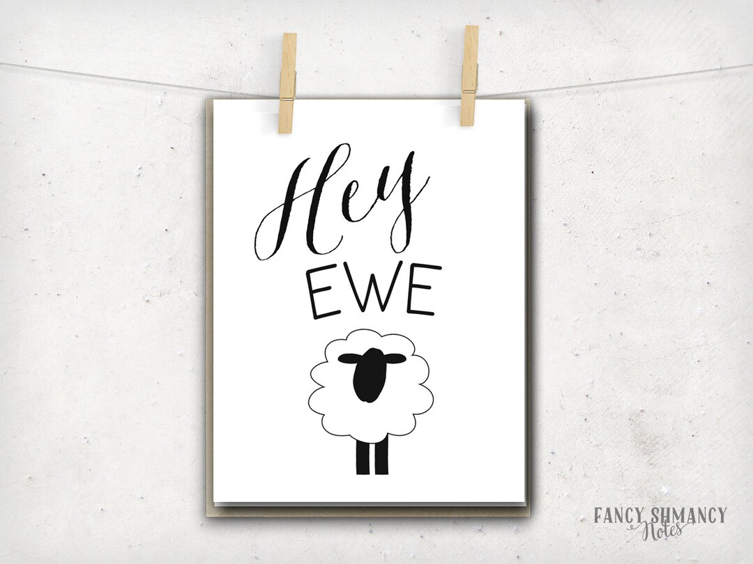 Printable Note Card / Hey Ewe Notecard / Instant Download / - Etsy