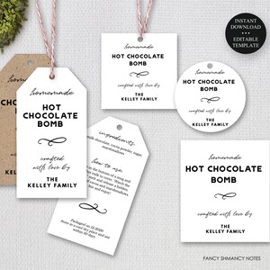 Editable Chocolate Bomb Food Hanging Tag Jar Label Food Box - Etsy