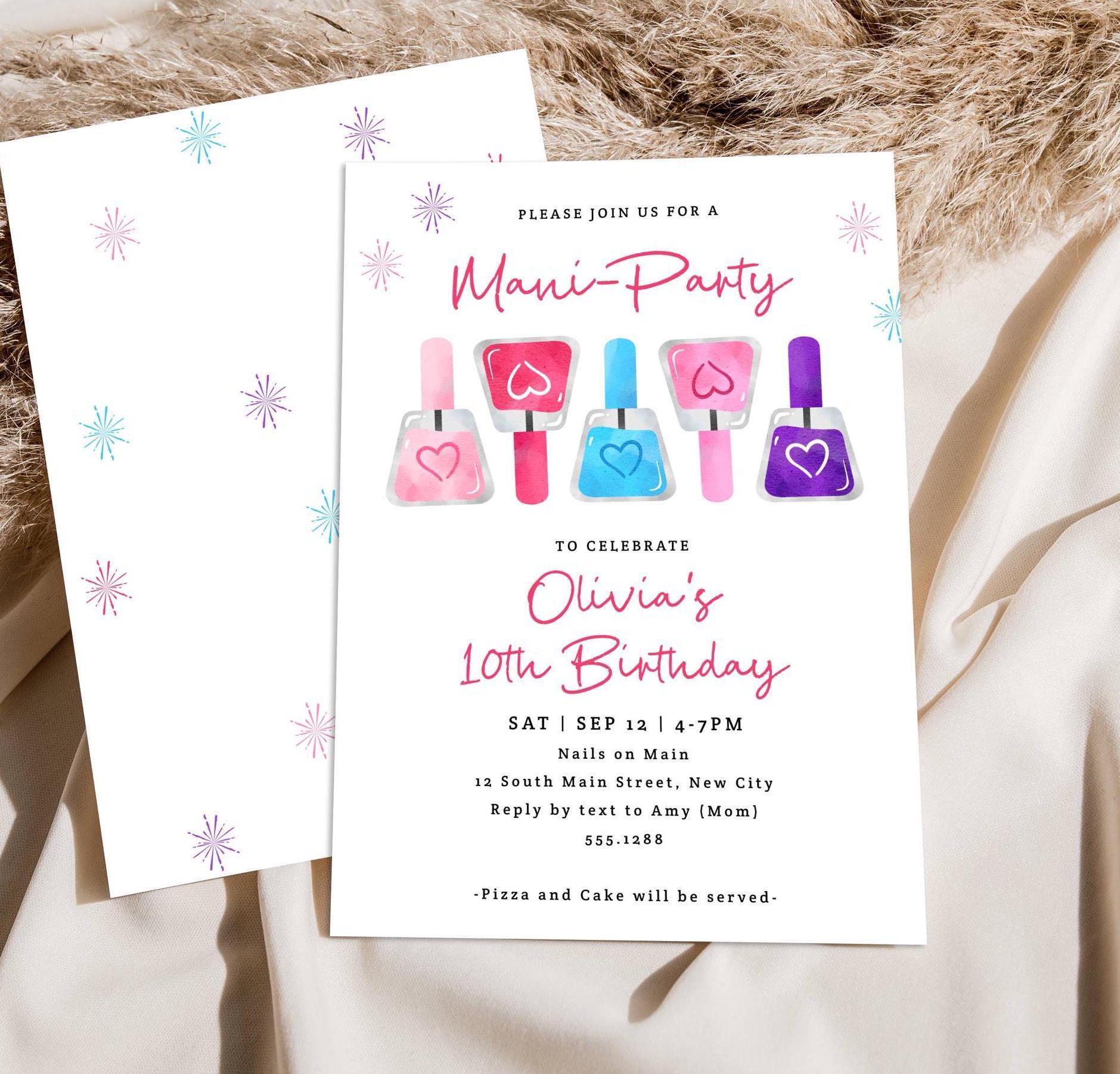 Manicure Birthday Party Editable Invitation Mani-party Birthday Invite ...