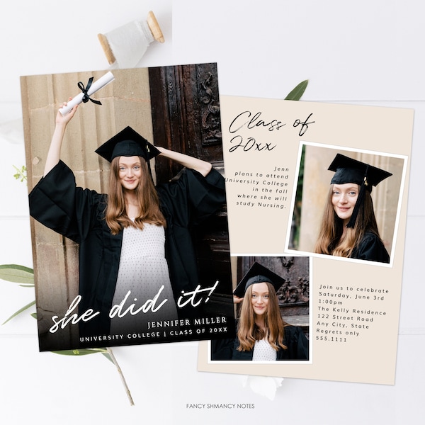 Graduation Invitation Front and Back - Etsy