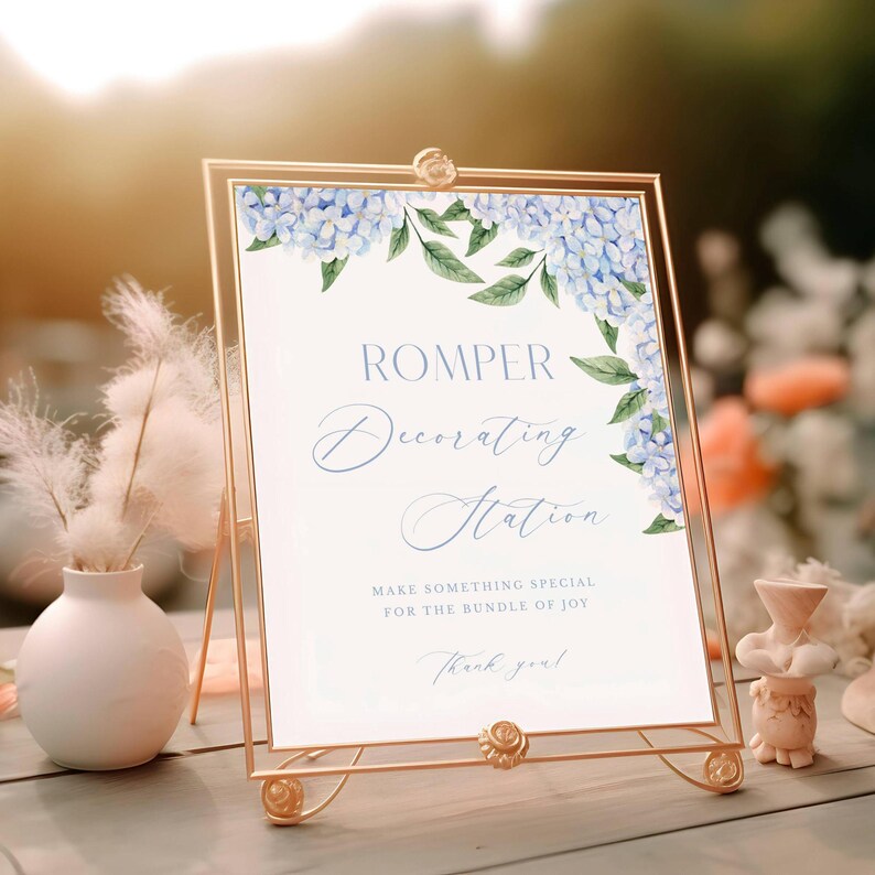 Blue Hydrangea Decorating Station Editable 8x10 Table Sign | Blue ...