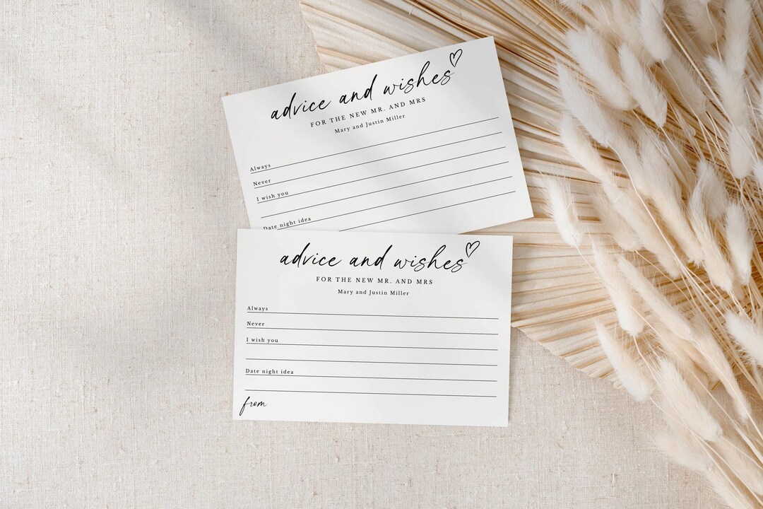 Editable Handwritten Script Advice and Wishes Cards Edit for ANY EVENT ...