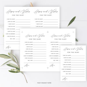 Hopes and Wishes for the Baby Display Sign and Advice Cards, Minimalist ...