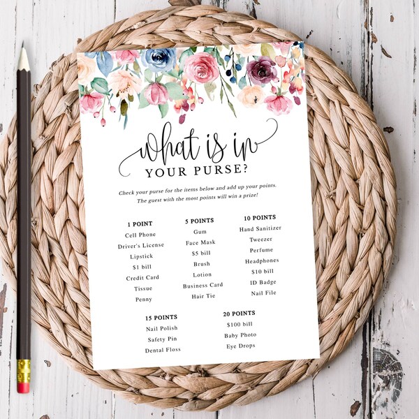 Whats in Your Purse Bridal Shower Game - Etsy