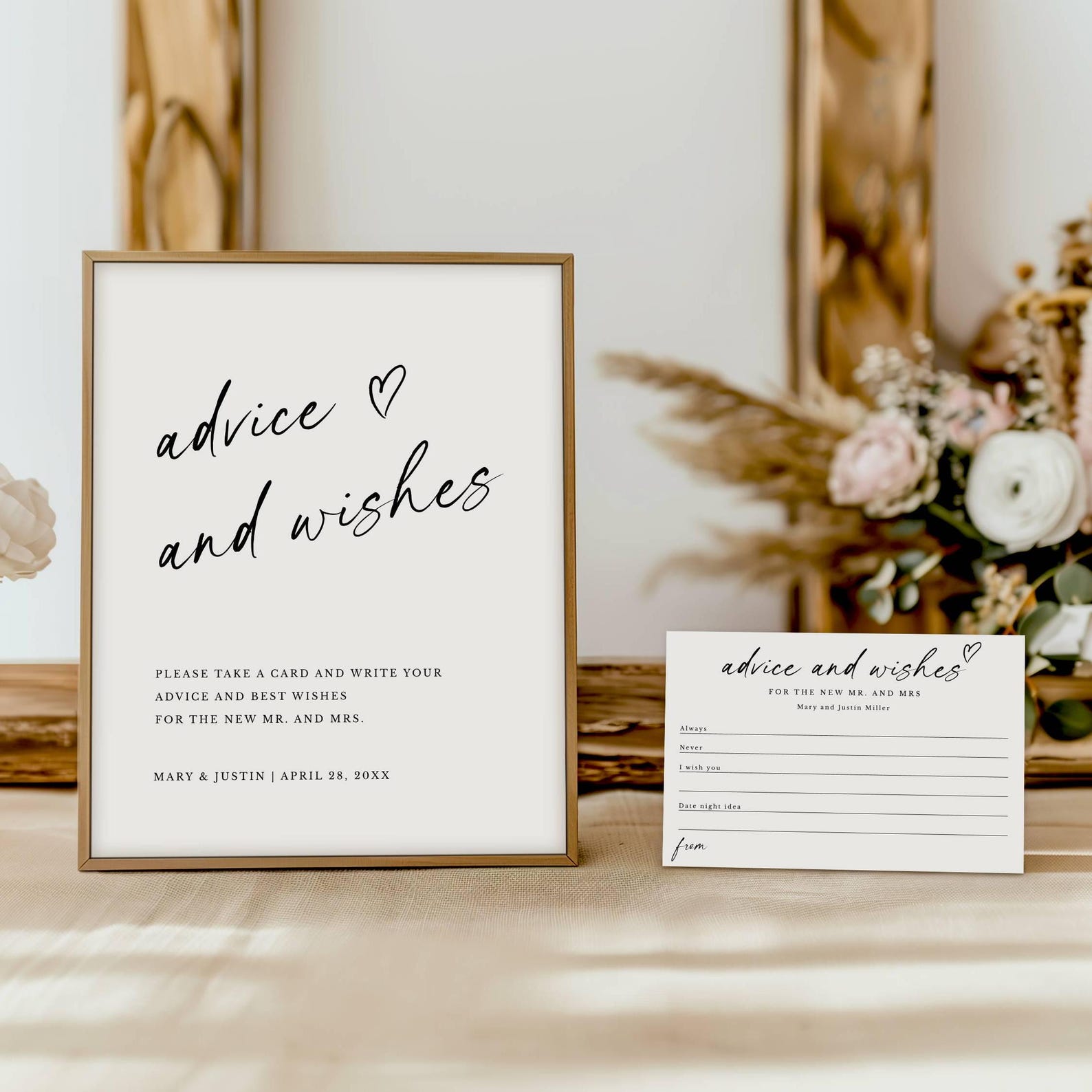 Editable Handwritten Script Advice and Wishes Cards and Sign ANY EVENT ...