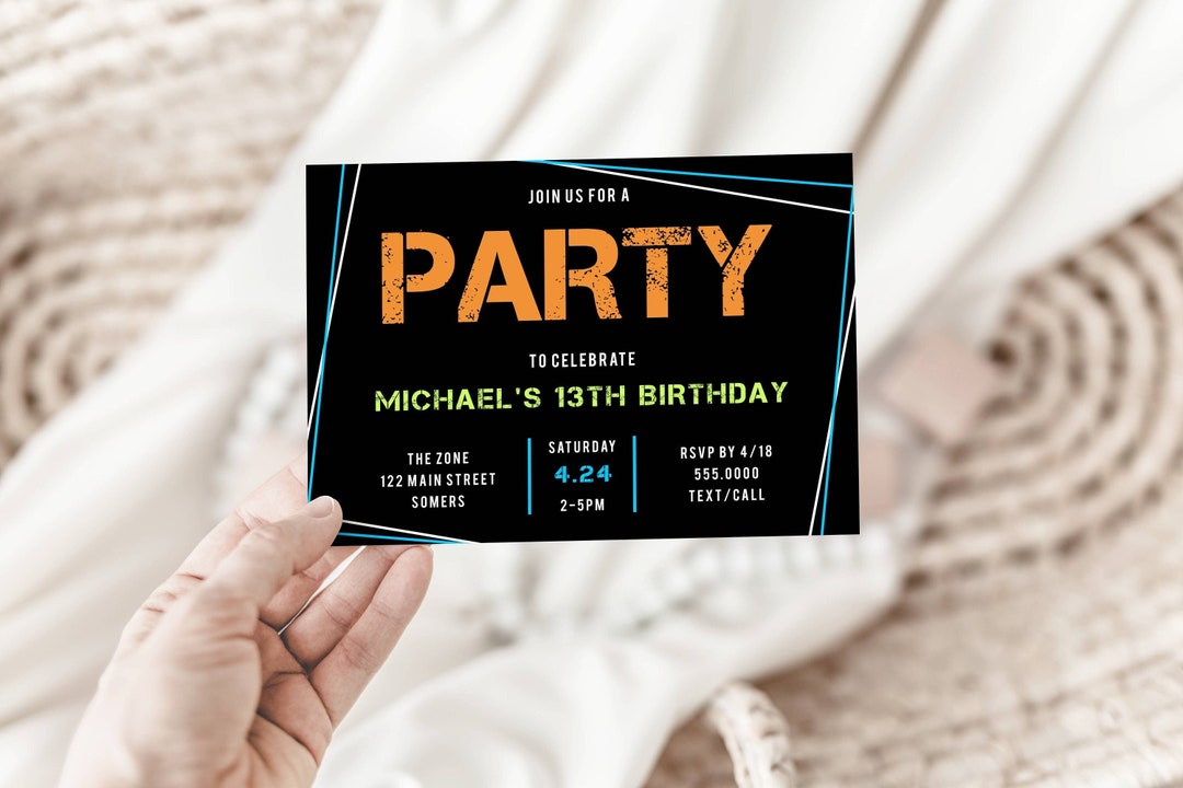 Birthday Invitation Editable Invite for Teens/tweens Boy, Any Age ...