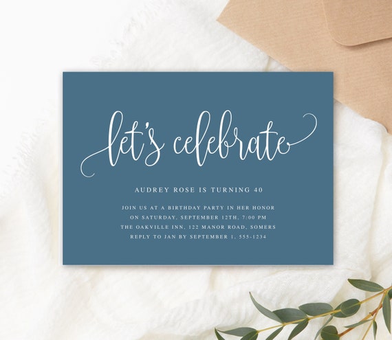 Let's Celebrate Script Calligraphy Editable Invitation for any Occasion ...