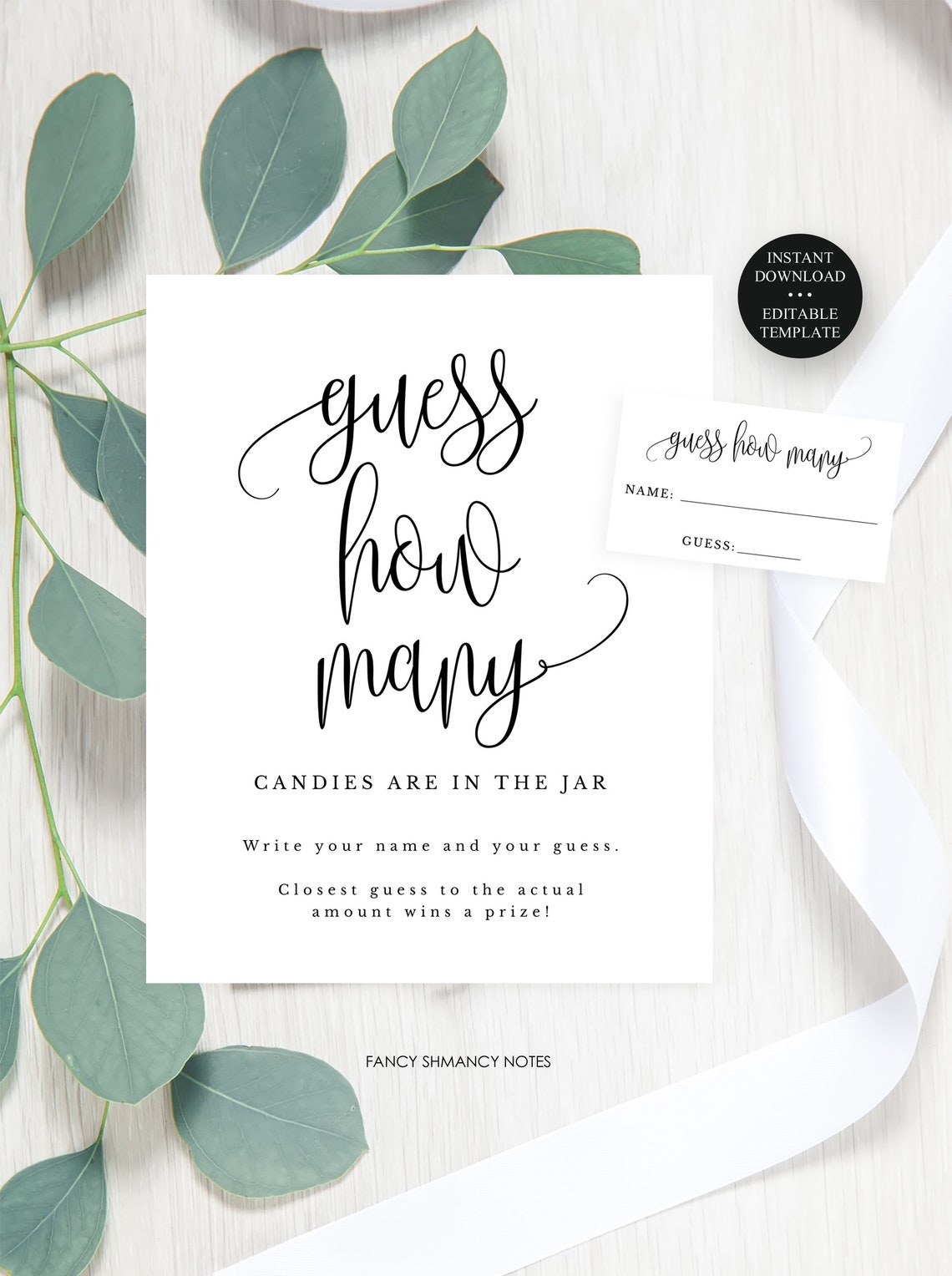 Editable Guess How Many Game Custom Colors and Text Shower - Etsy