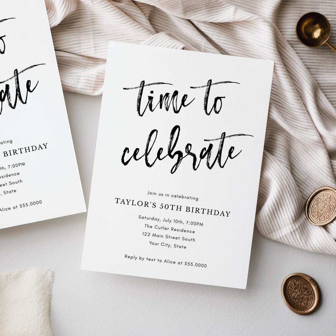 Time to Celebrate Editable Party Invitation-self Edit All Text & Colors ...