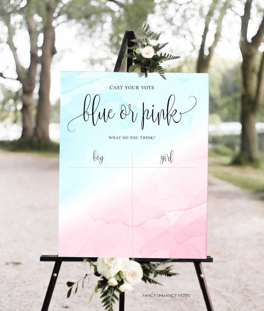 Pink and Blue Watercolor Baby Shower Gender Reveal Voting Poster, Print ...