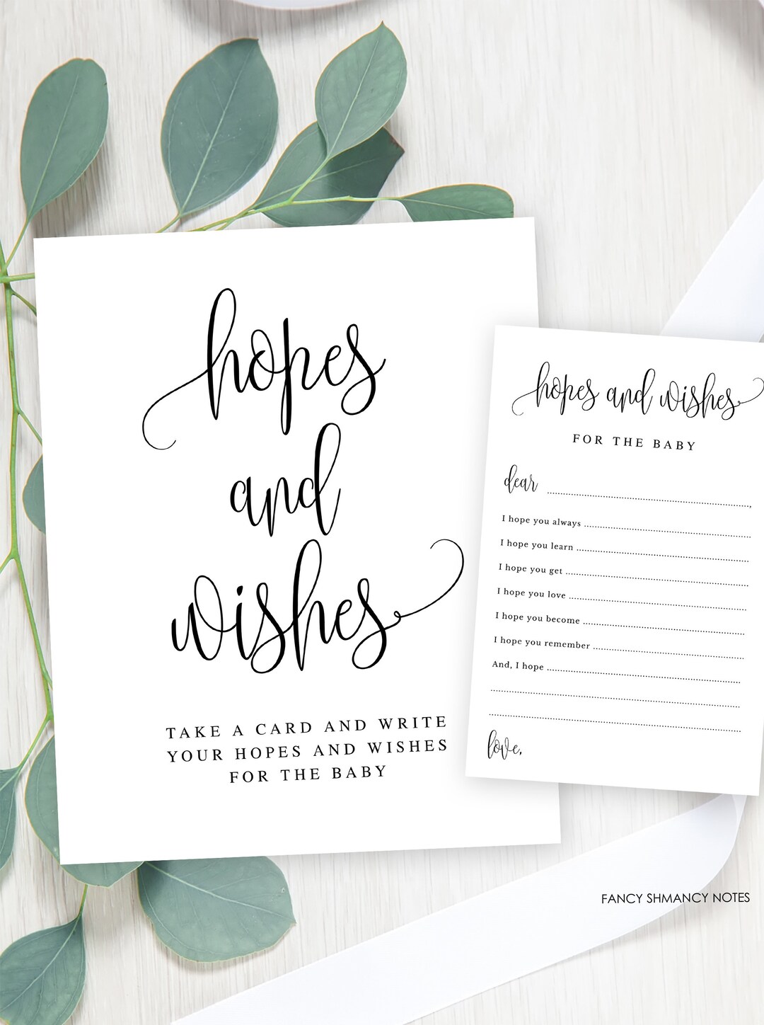 Printatble Hopes and Wishes for the Baby Display Sign and Advice Cards ...