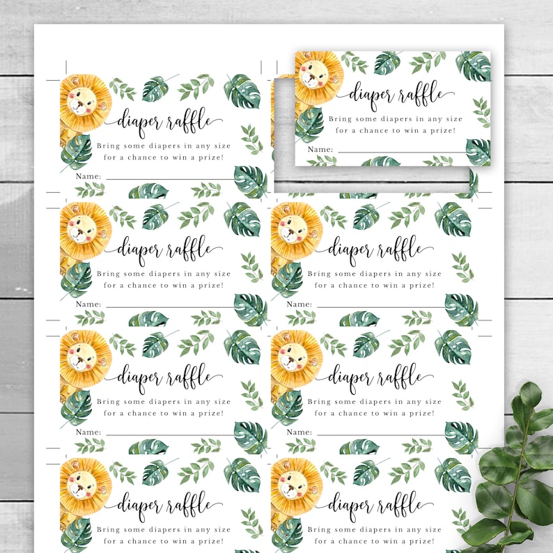 Jungle Theme Baby Shower Diaper Raffle Ticket and Display - Etsy