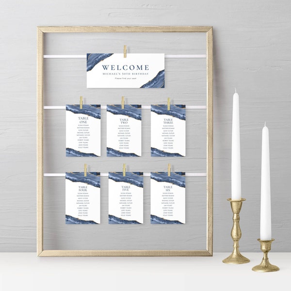 Blue and Gold Name Cards - Etsy