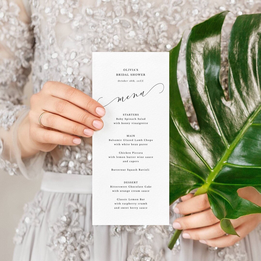 Editable Elegant Menu, Minimalist Script, 4X9 Tall Menu Template, Edit ...