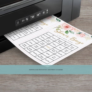 Printable Prefilled Baby Shower Bingo Game, Pink Watercolor Flowers, 50 ...