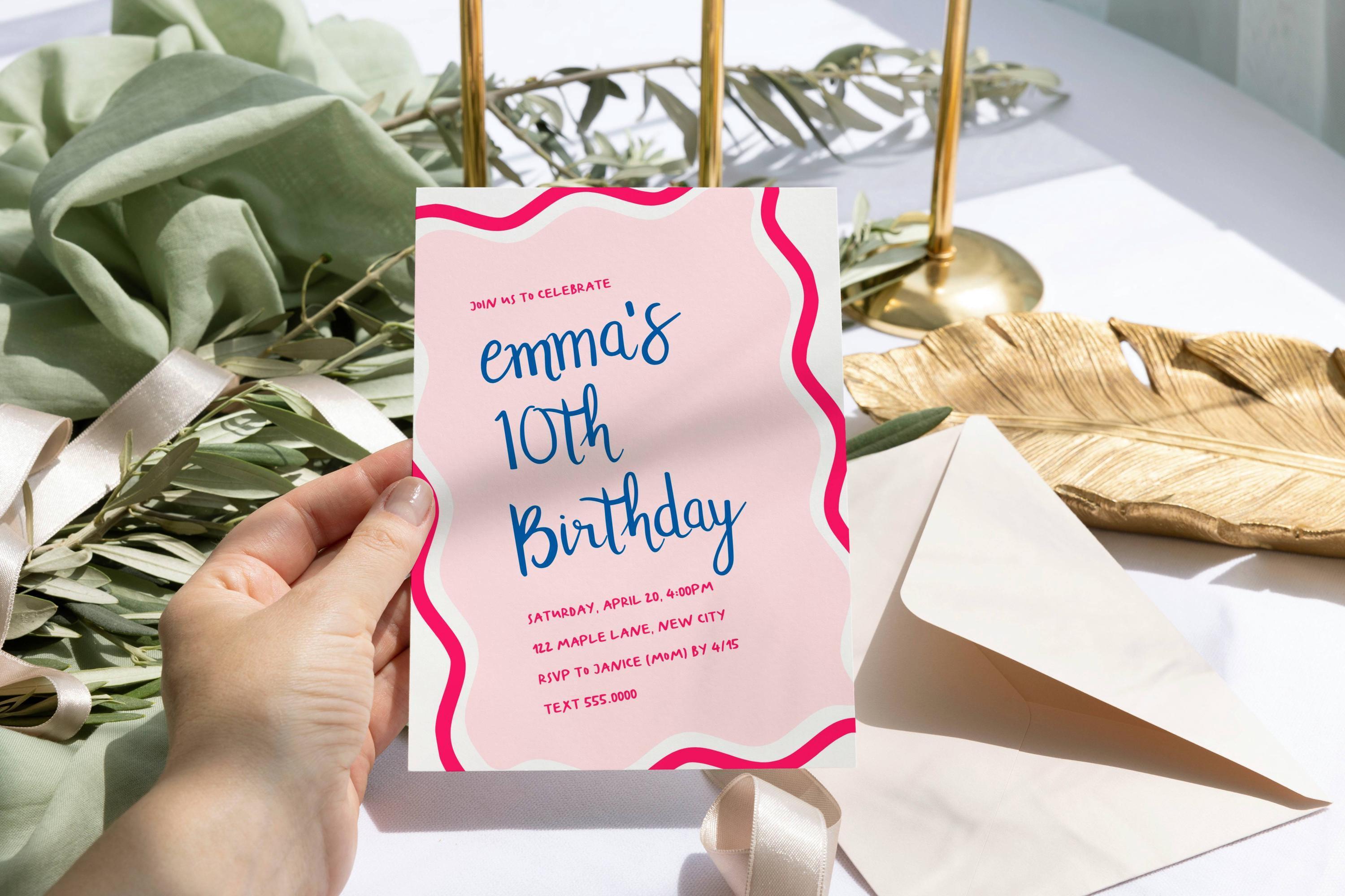 Editable Birthday Invitation Scribble Frame Doodle Sketch Any Age Self ...