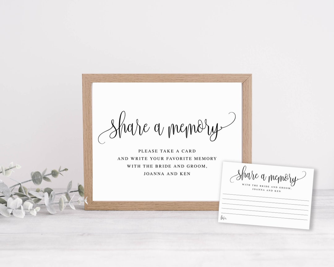 Editable Share a Memory Cards and Sign, Calligraphy Script, Bridal ...