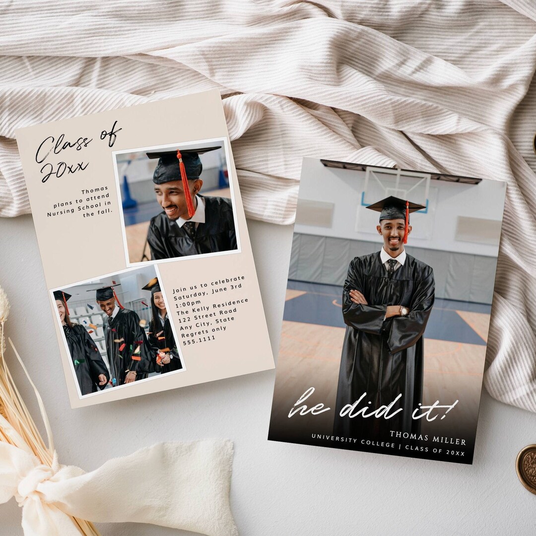 Graduation Photo Announcement or Invitation, Custom Text, Photo Front ...