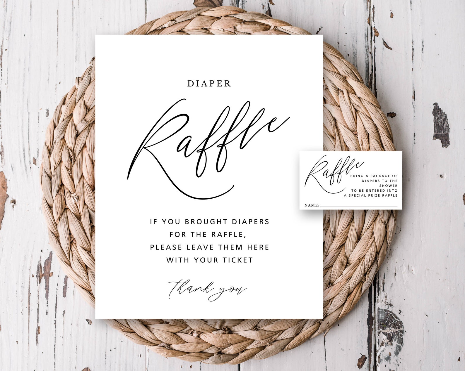 Editable Baby Shower Raffle Ticket & Sign Diaper or Other - Etsy