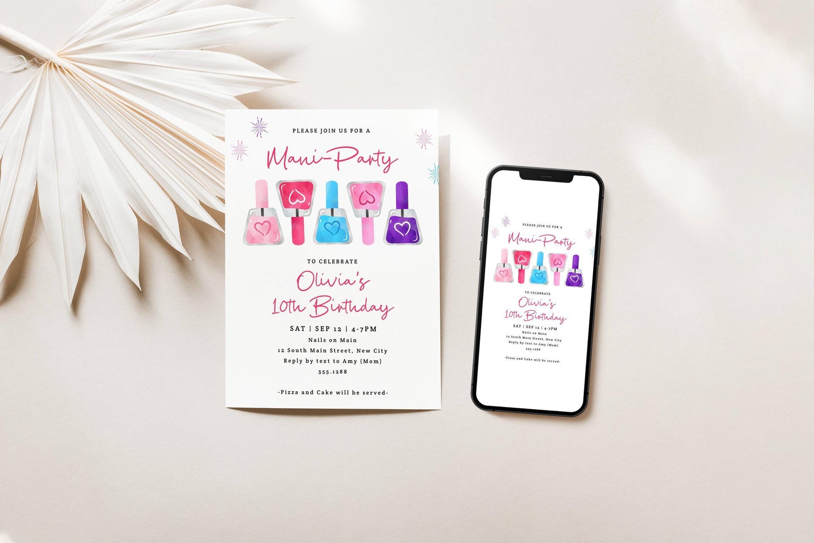 Manicure Birthday Party Editable Invitation Mani-party Birthday Invite ...
