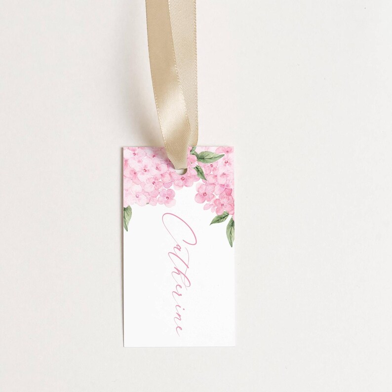 Pink Hydrangea Editable Name Pace Card, DIY Wedding Place Setting ...