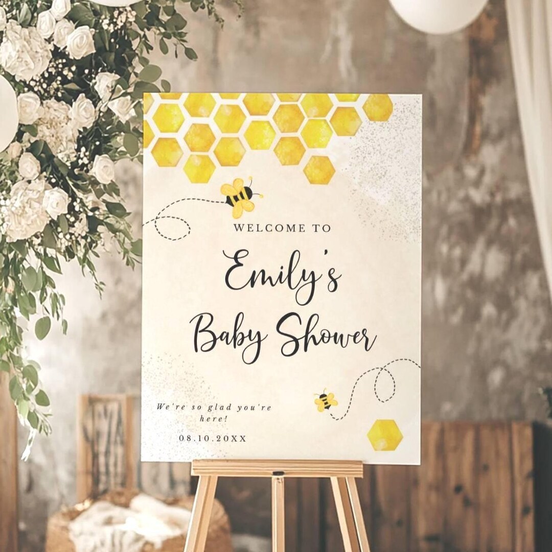 Cute Honey Bee Editable Welcome Sign Mom to Bee Baby Shower 3 Sizes ...