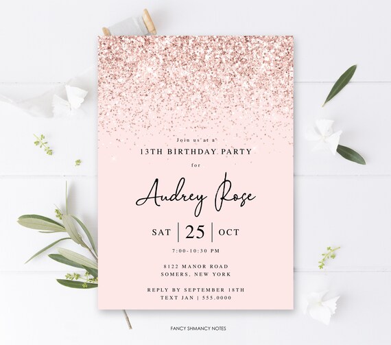 Plantilla Imprimible Para Invitaciones Con Purpurina