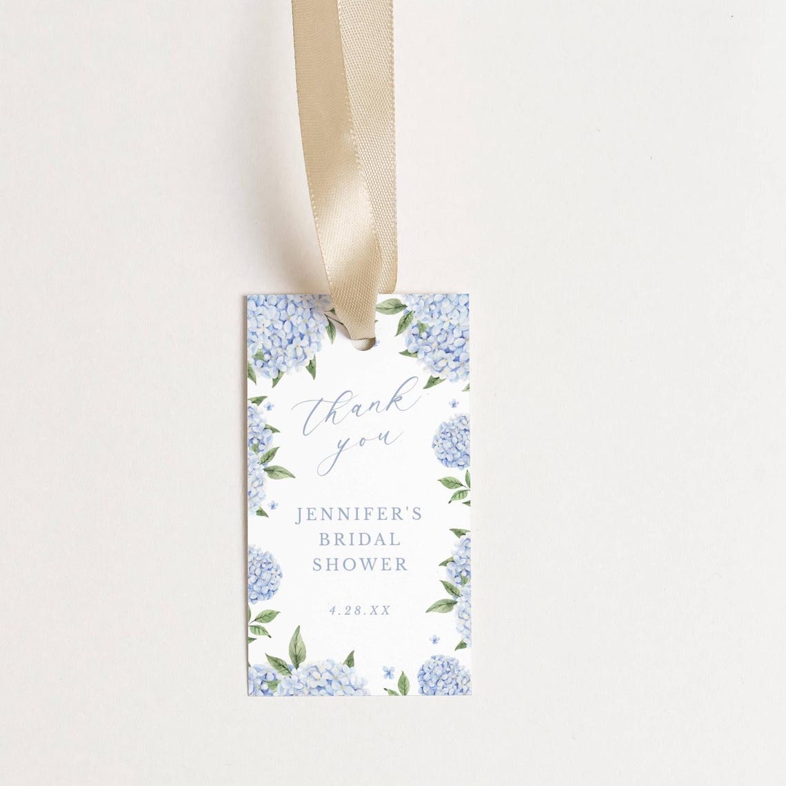 Blue Hydrangea Editable Favor Tags, Blue Flower Frame | Edit Online for ...