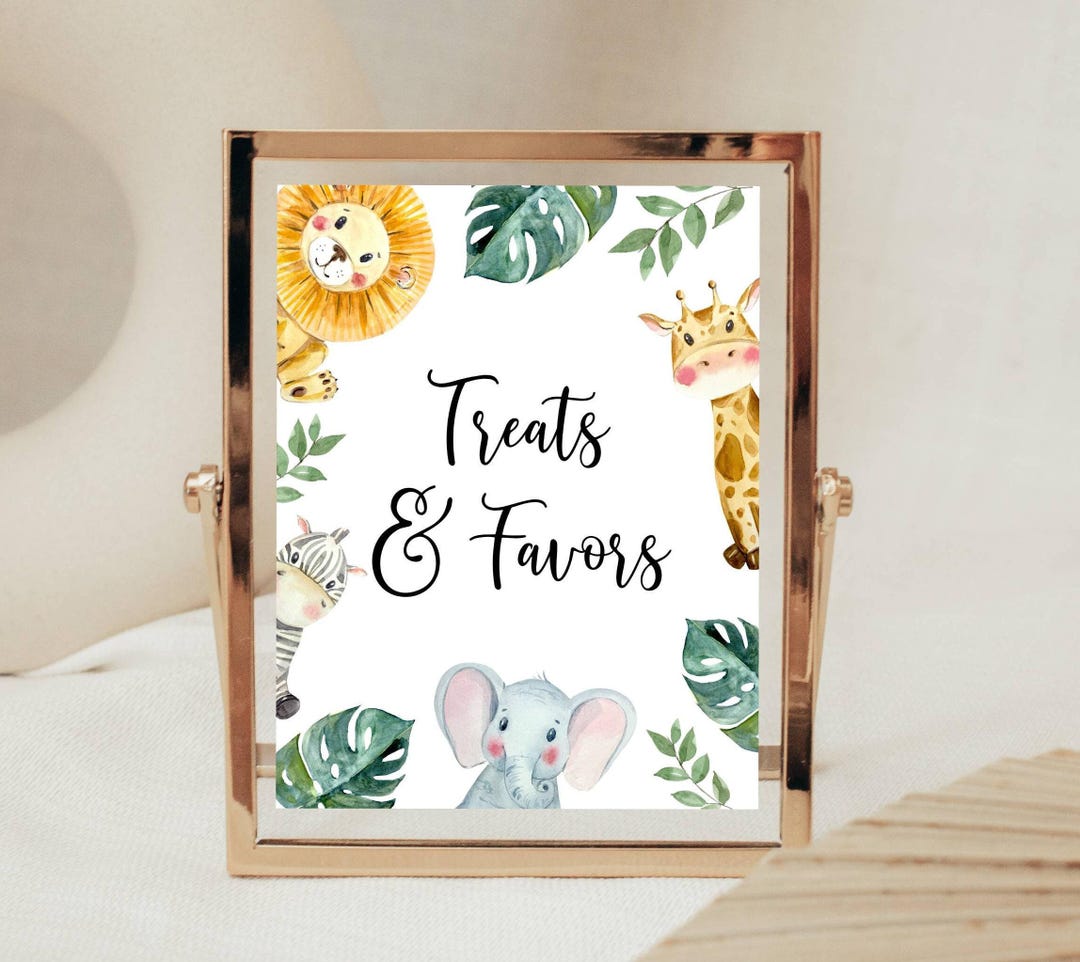 Treats and Favors, DIY Baby Shower Signs, Jungle Theme Baby Animals ...