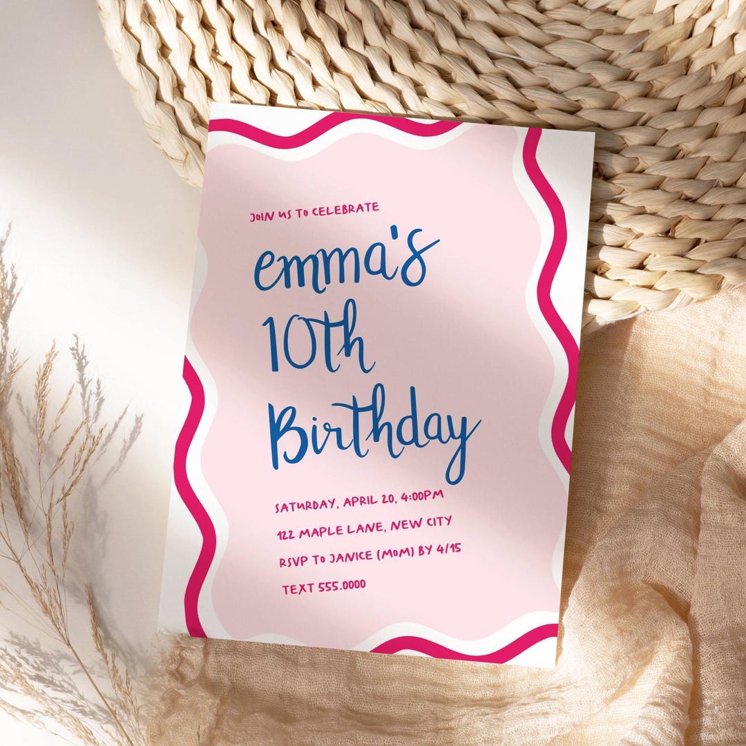 Editable Birthday Invitation Scribble Frame Doodle Sketch Any Age Self ...