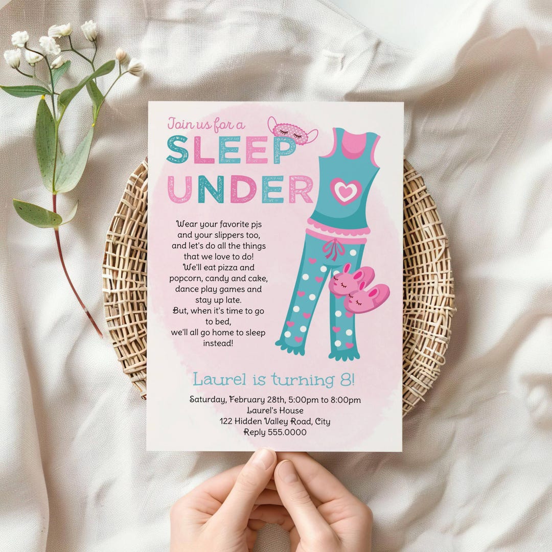 Editable Sleepunder Birthday Invitation Template | Pajama Design | Any ...