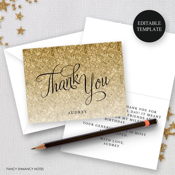 Fancy Thank You Card - Etsy