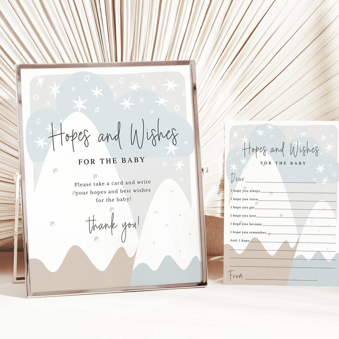 Printable Baby Shower Hopes and Wishes for the Baby | Snowy Mountains ...