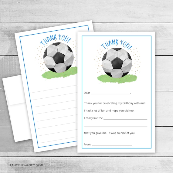 Soccer Ball Thank You Notes Lined or Fill in the Blank Style - Etsy