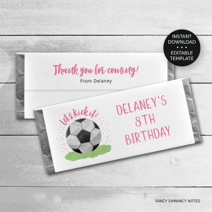 Soccer Ball Kick It Pink Personalized Birthday Favor, Chocolate Candy ...