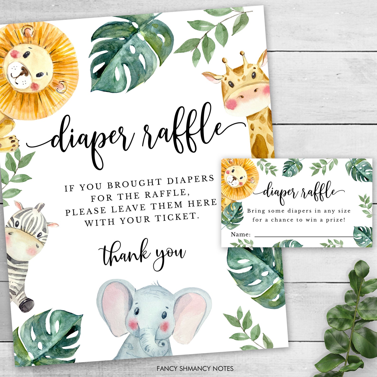 Jungle Theme Baby Shower Diaper Raffle Ticket and Display - Etsy