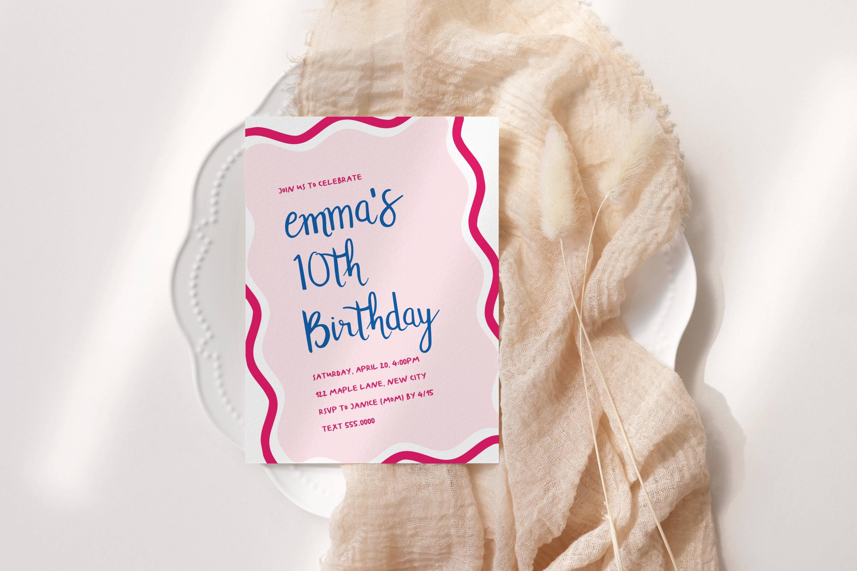 Editable Birthday Invitation Scribble Frame Doodle Sketch Any Age Self ...