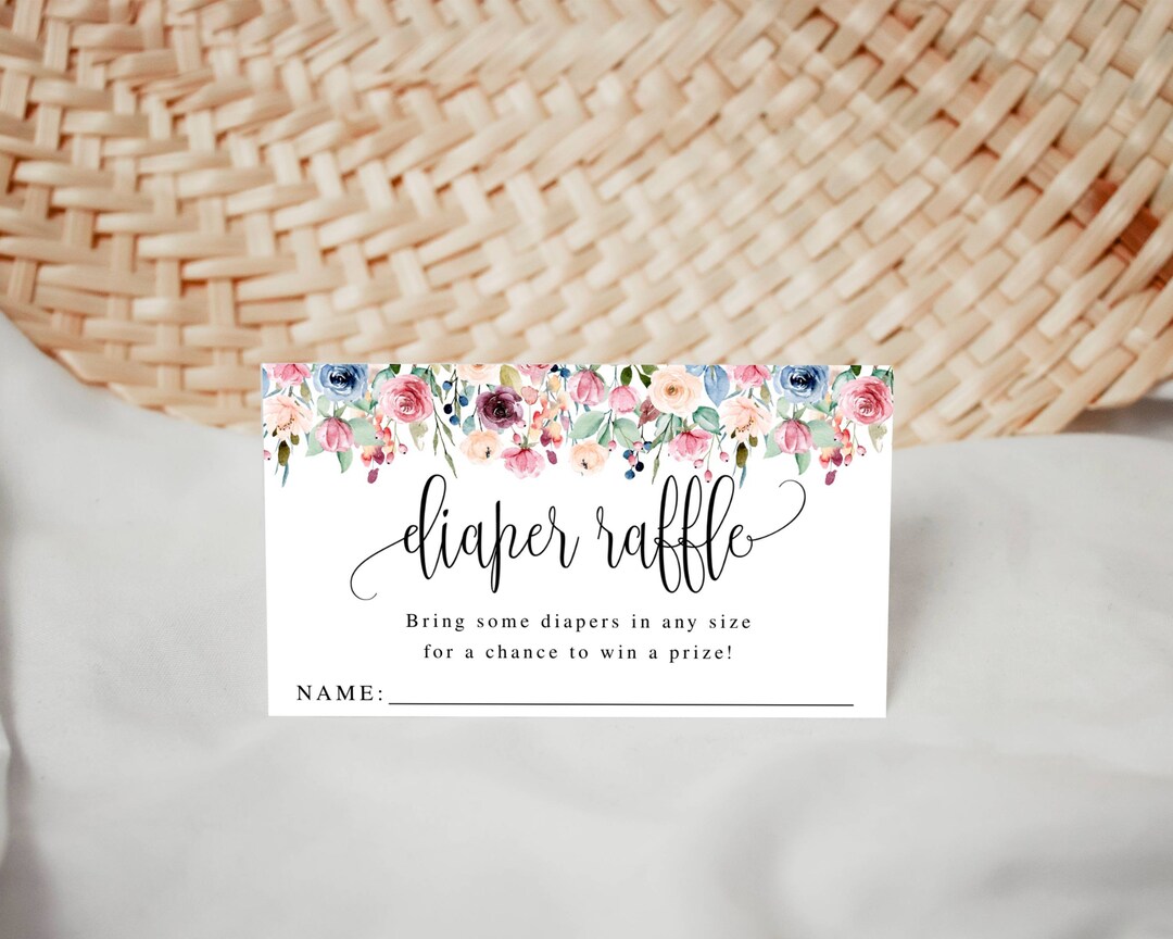 Baby in Bloom, Diaper Raffle Printable Tickets, Watercolor Mixed ...