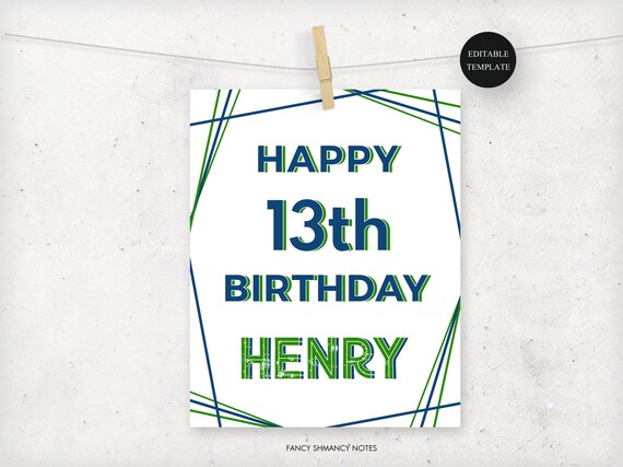 Birthday Sign, Editable Template, Choose Any Color, 3 sizes, S-M-L ...