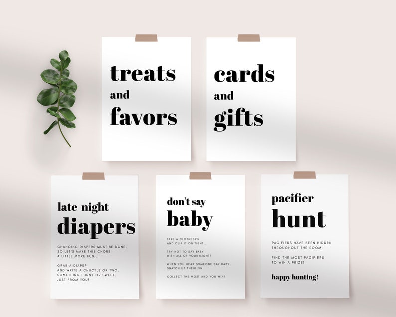 Printable Baby Shower Games & Signs Bundle-chunky Print-late - Etsy